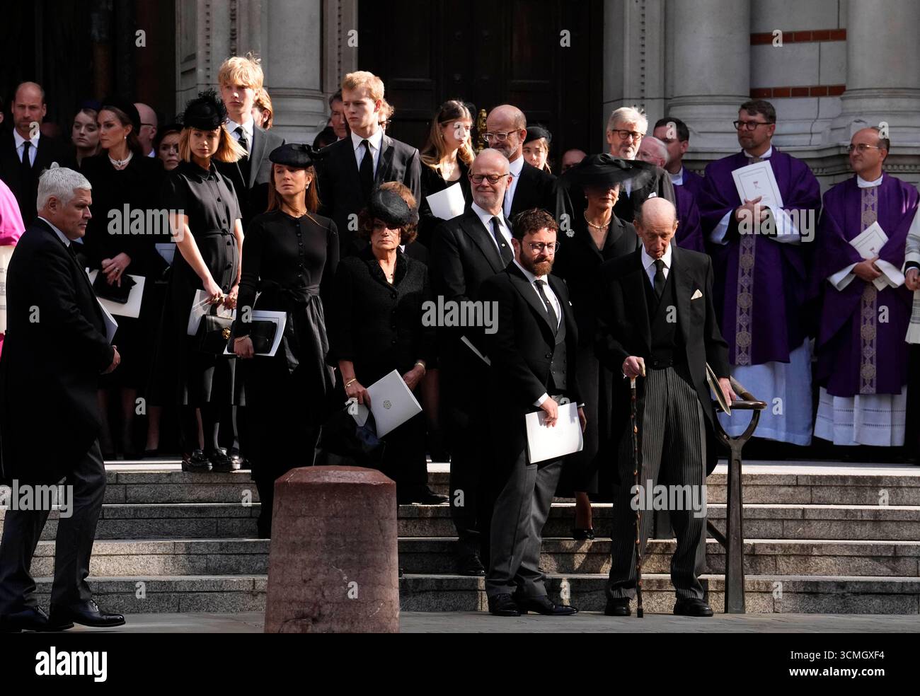 The Duke of Kent (front right) leaves after the Requiem Mass service ...