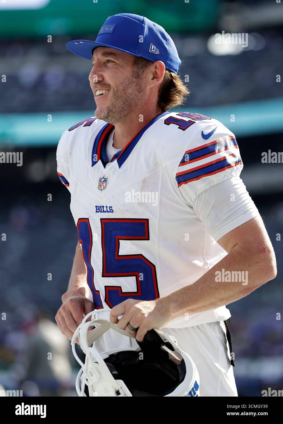 Buffalo Bills place kicker Matt Prater (15) walks off the field during an NFL football game ...