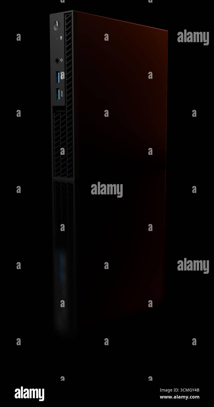 Detailed 3D render of a modern ISP server computer tower with strong ...