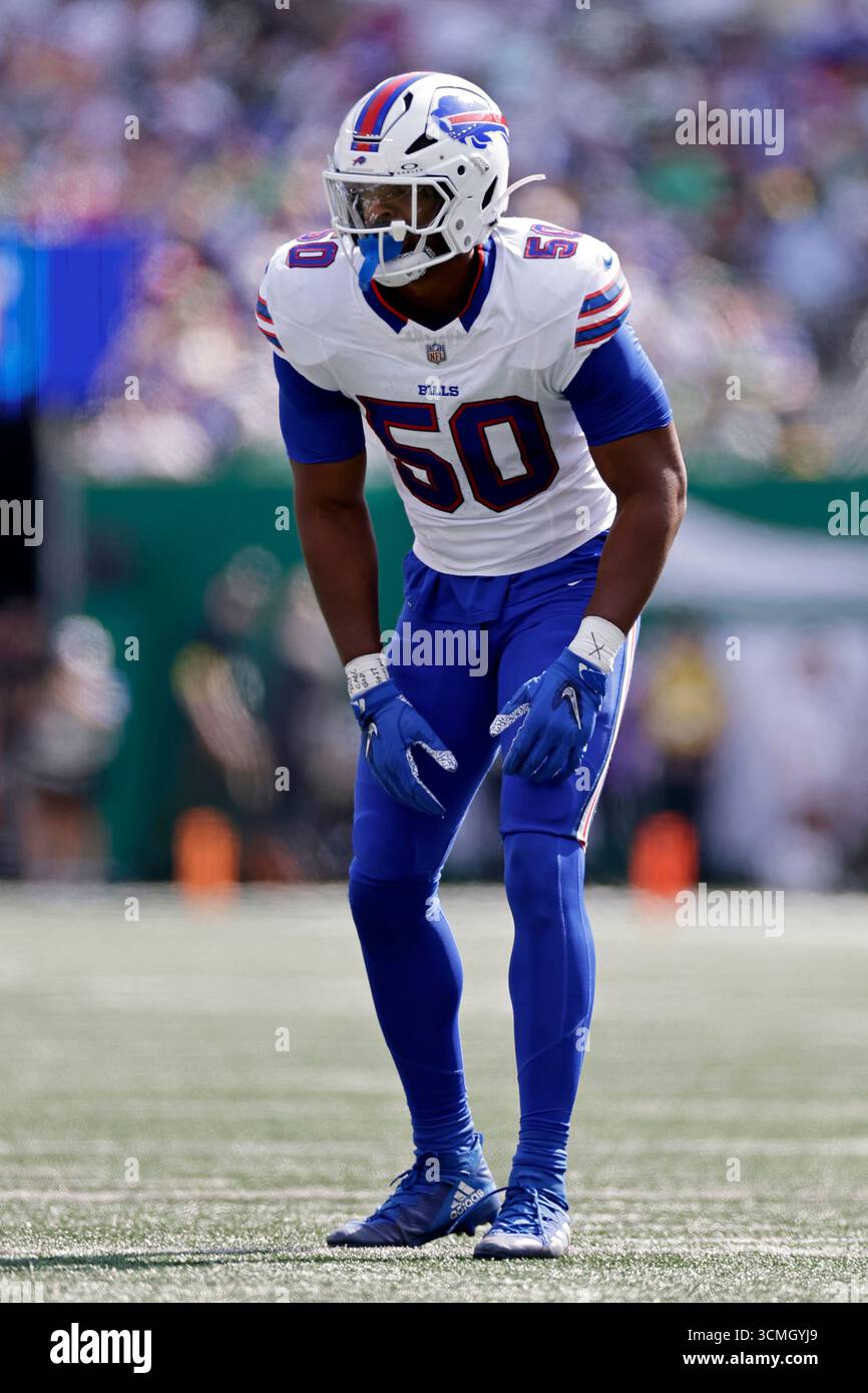 Buffalo Bills defensive end Greg Rousseau (50) defends during an NFL ...