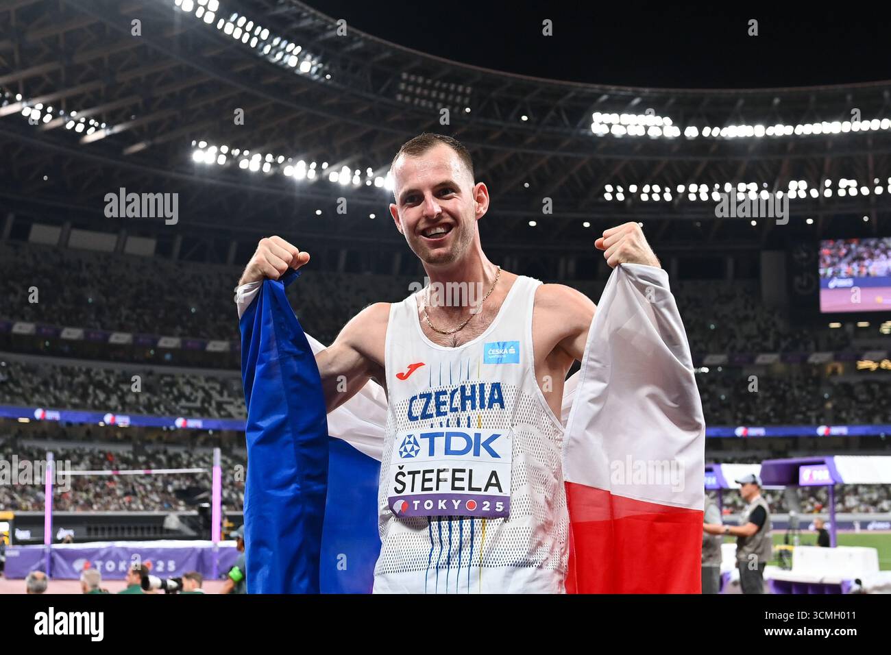 Jan Stefela (Czech Republic) posing with the Czechia flag after ...