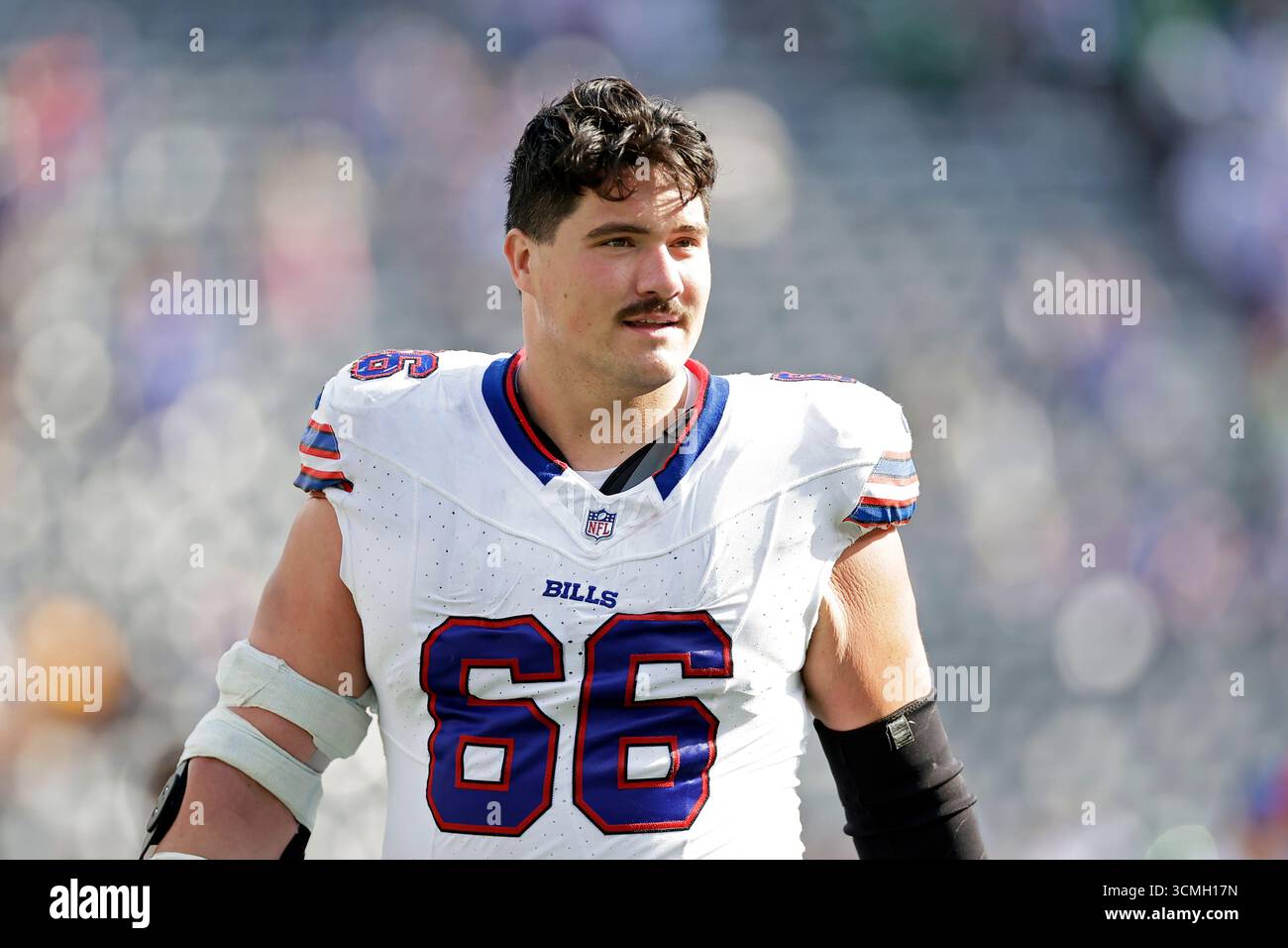 Buffalo Bills guard Connor McGovern (66) reacts after an NFL football ...