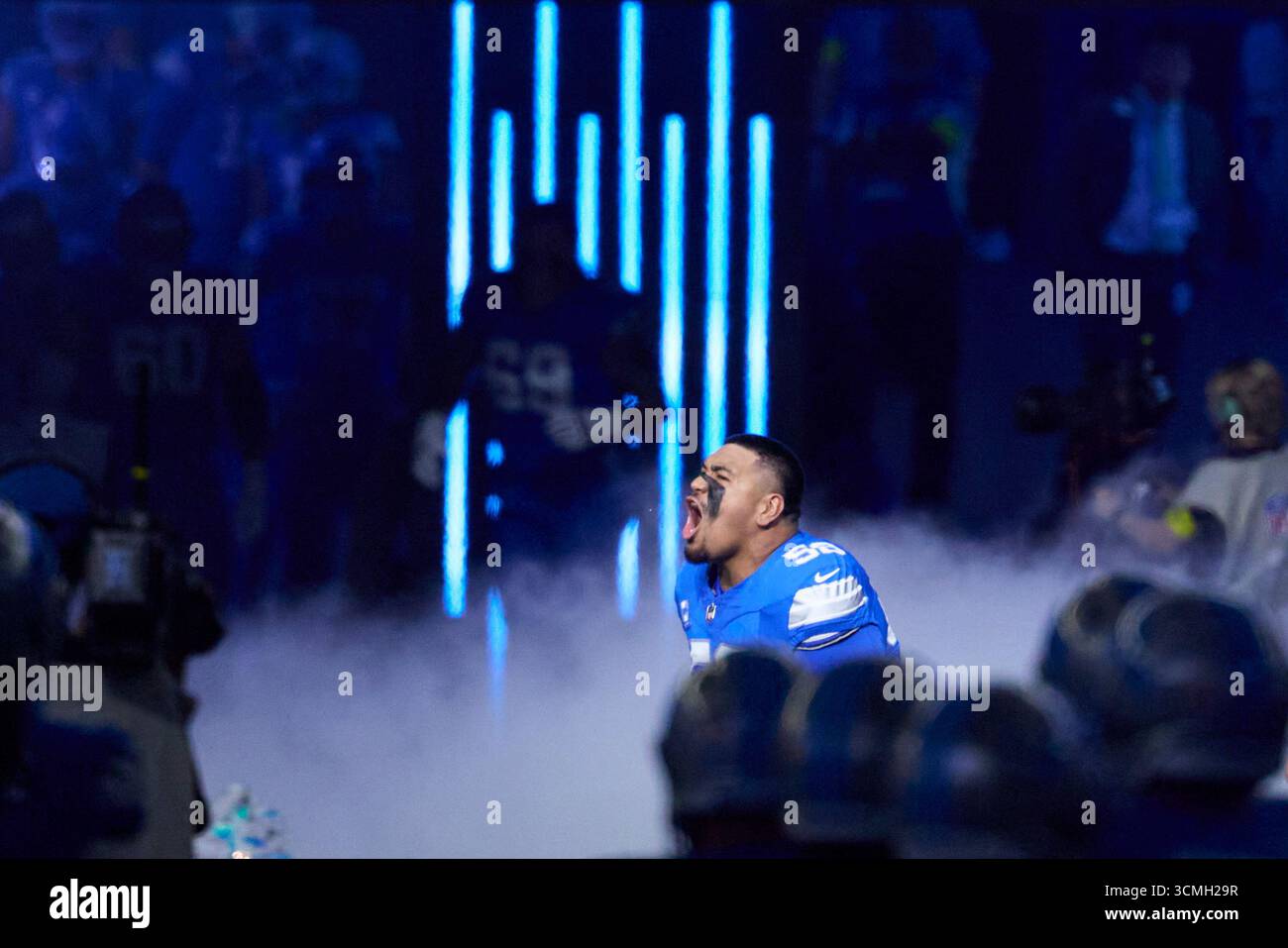 Detroit Lions offensive tackle Penei Sewell (58) runs out during player ...