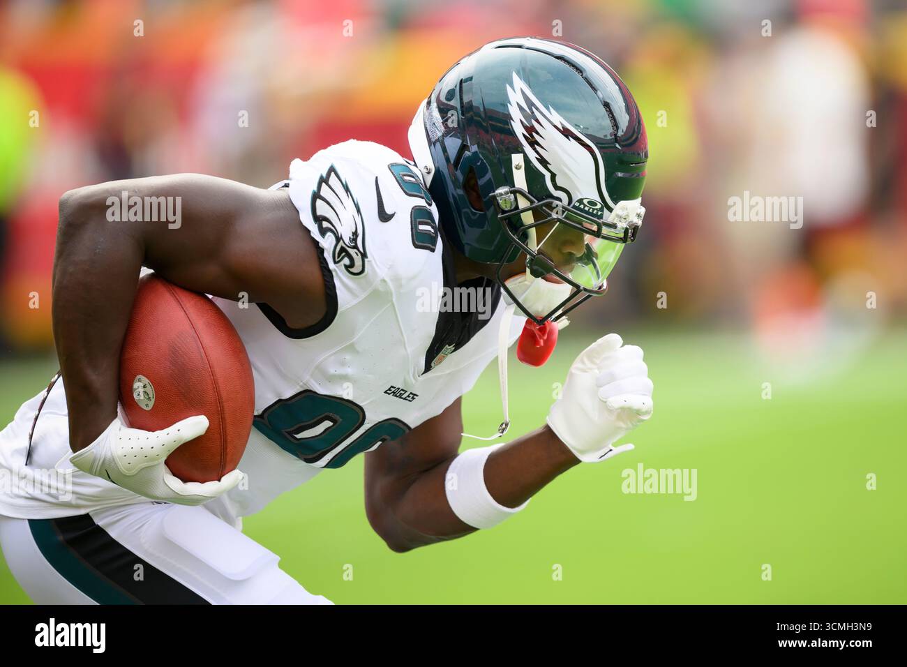 Philadelphia Eagles wide receiver Darius Cooper runs after catching a punt during warmups before ...