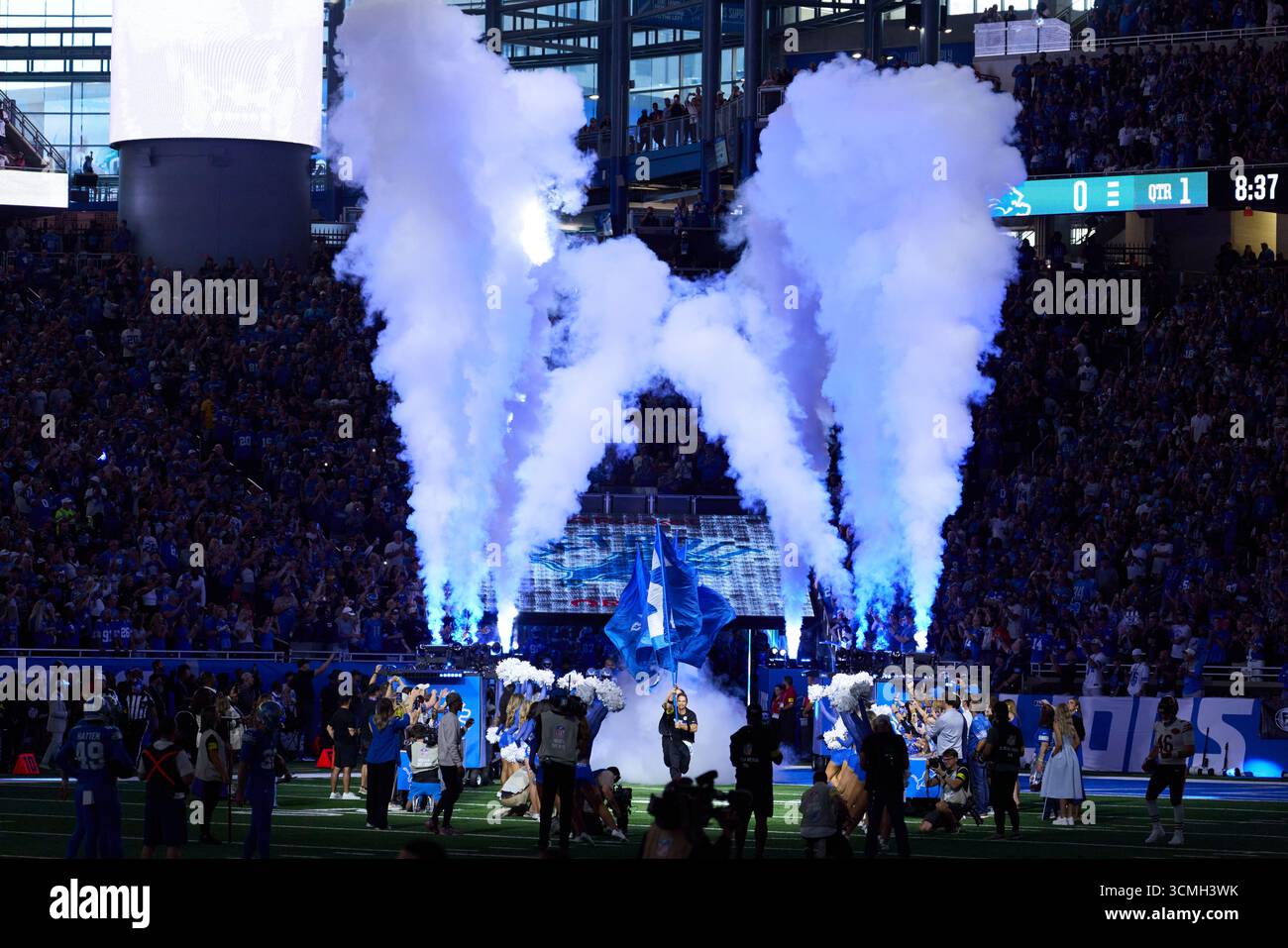 Player introductions during an NFL football game between the Chicago ...