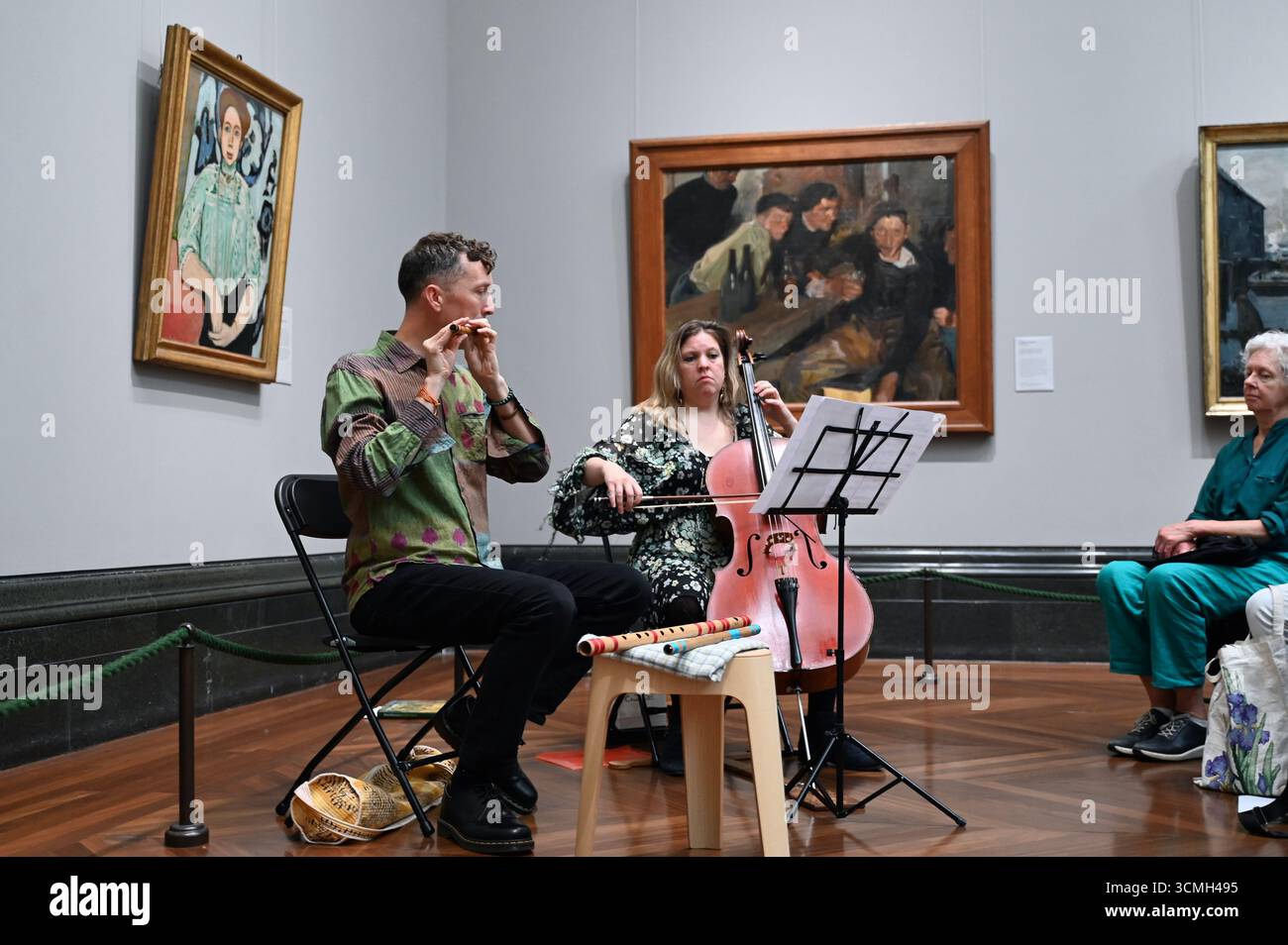 Cellist Nina Plapp performing at the national gallery a new piece of ...