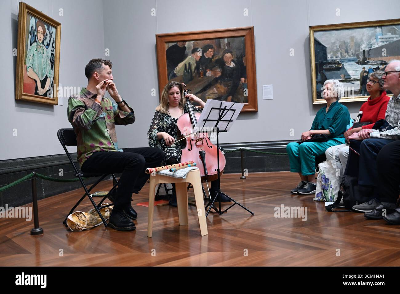 Cellist Nina Plapp performing at the national gallery a new piece of ...