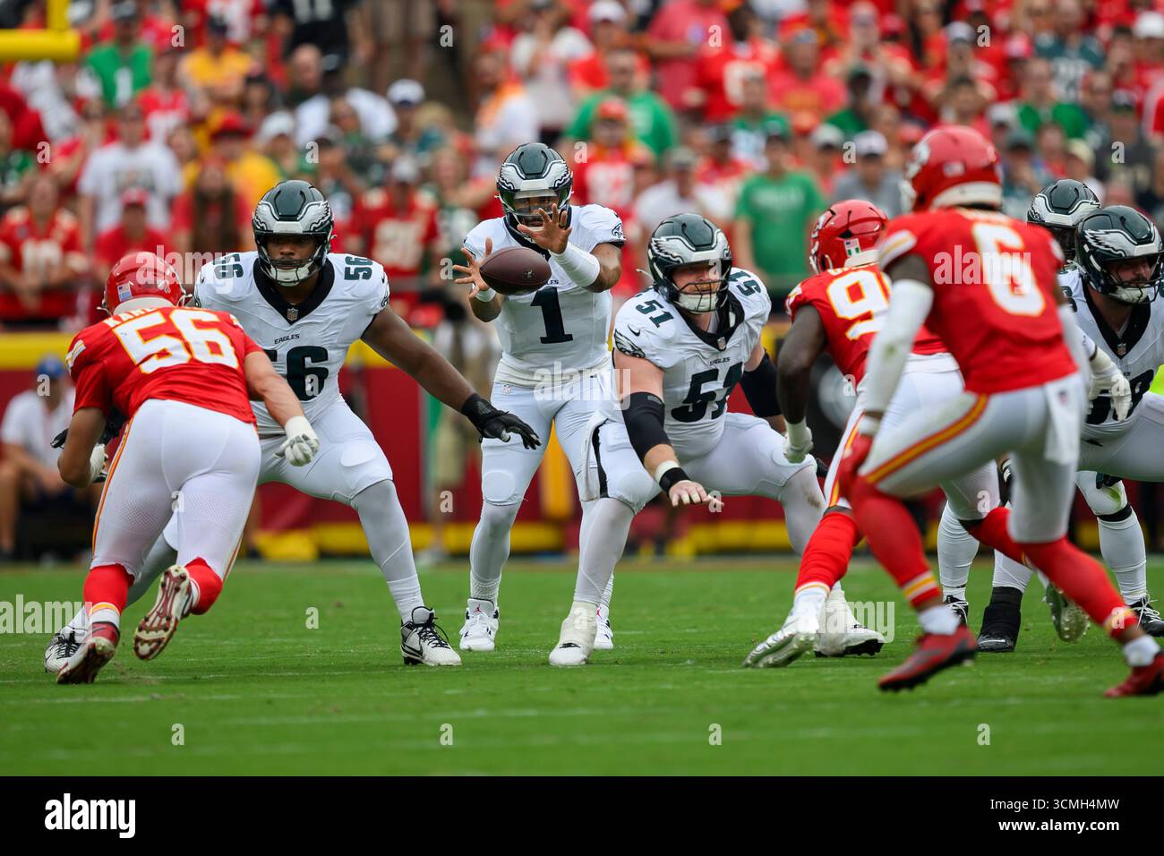Philadelphia Eagles center Cam Jurgens (51) snaps the ball to Eagles ...
