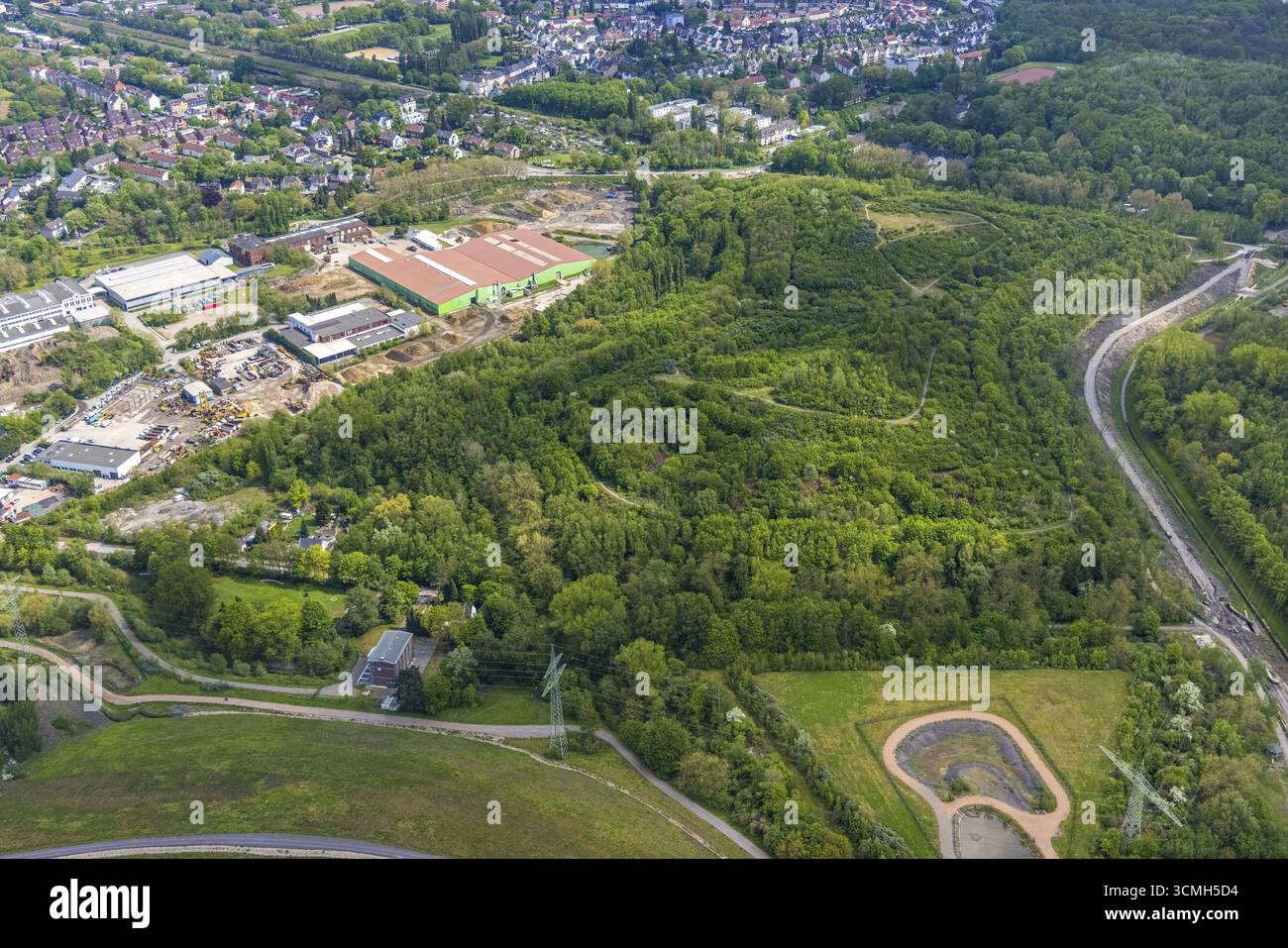 Aerial view, spoil tip 22 south of the Mottbruchhalde, industrial park ...