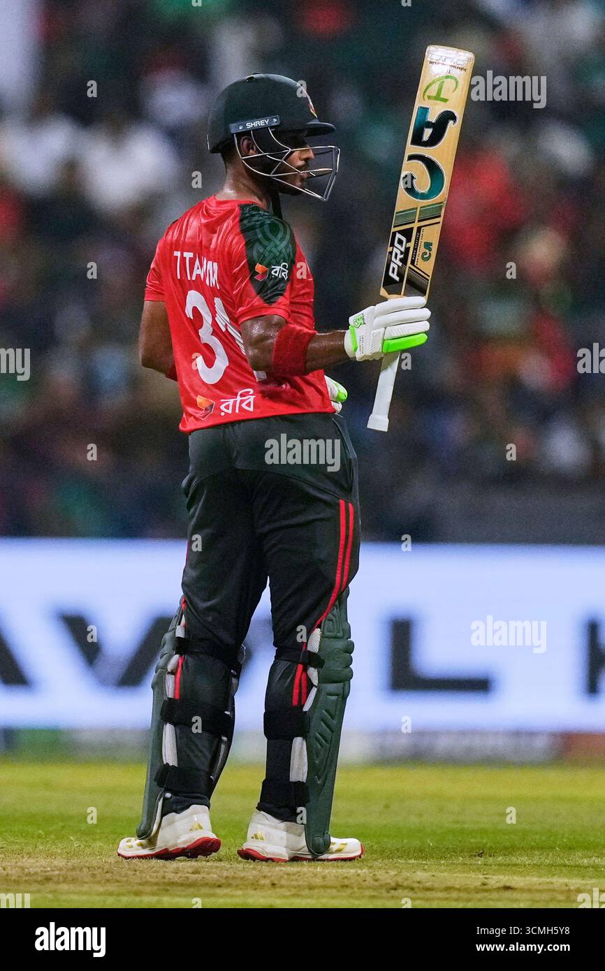 Bangladesh's Tanzid Hasan celebrates his fifty runs during the Asia Cup ...