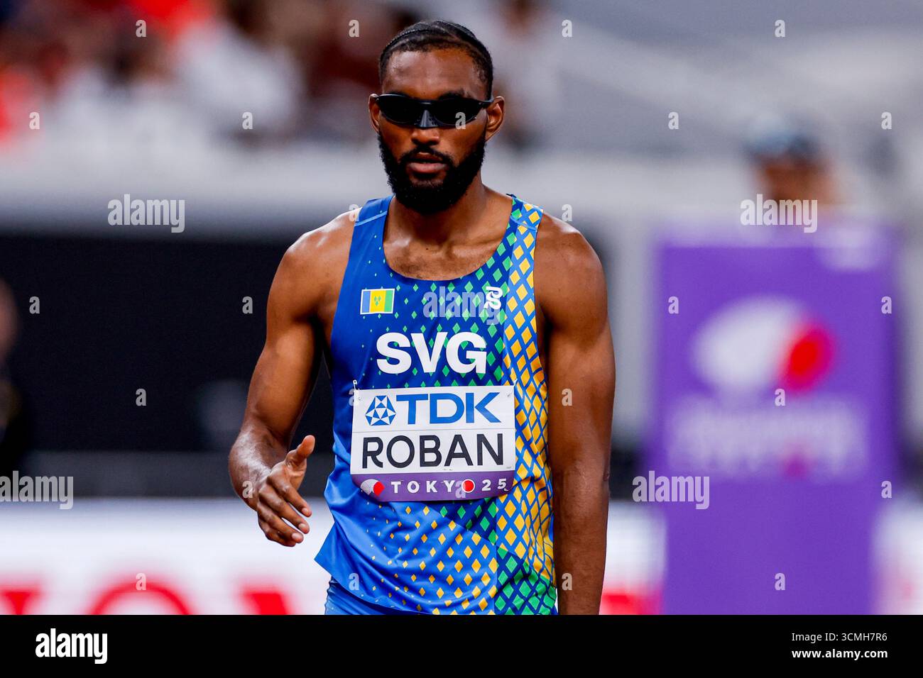 Handal Roban of Saint Vincent and the Grenadines competing in the Men's ...