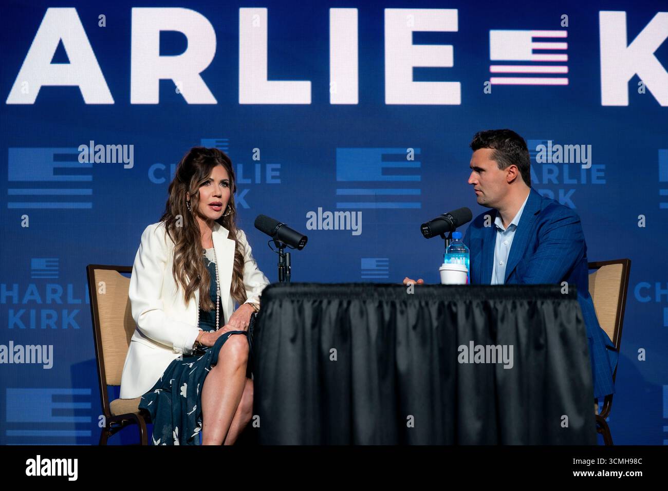 Homeland Security Secretary Kristi Noem participates in an interview ...