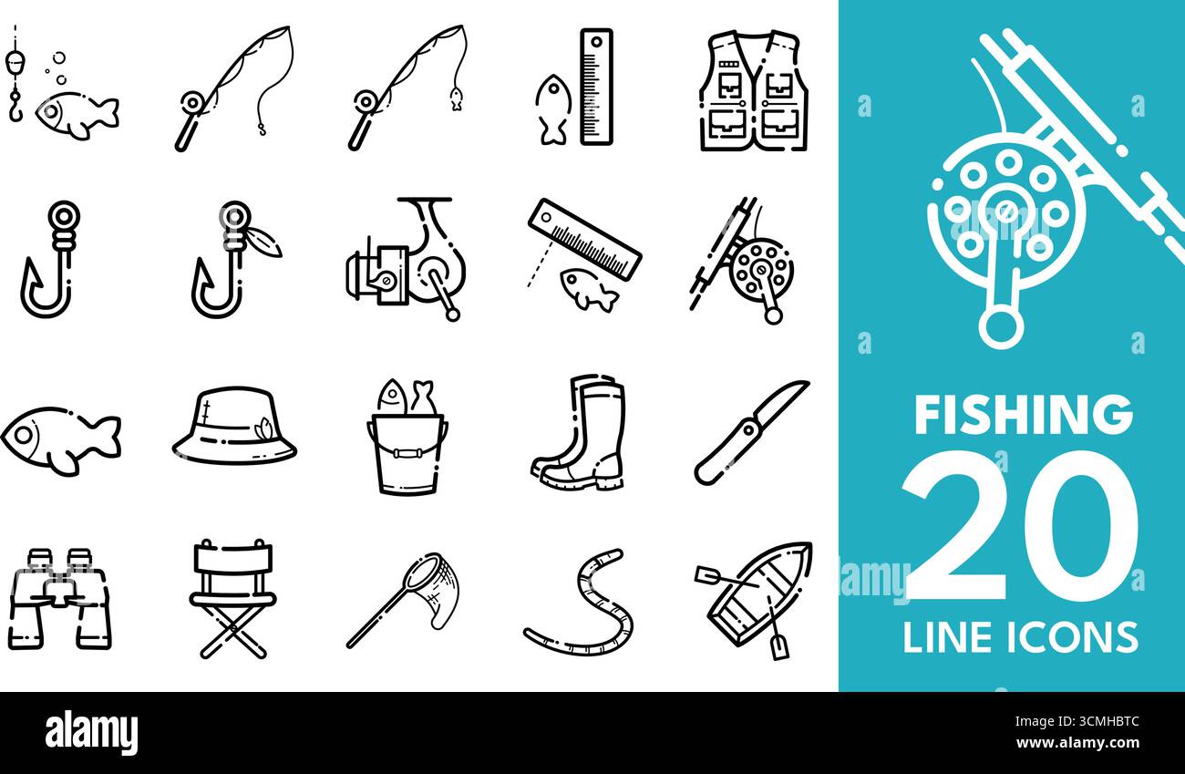 Set fishing icons hi-res stock photography and images - Alamy