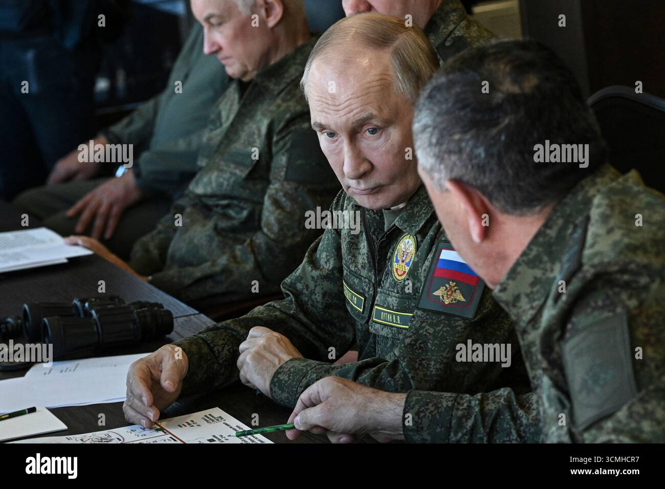 Russian President Vladimir Putin observes the Russian-Belarusian joint ...