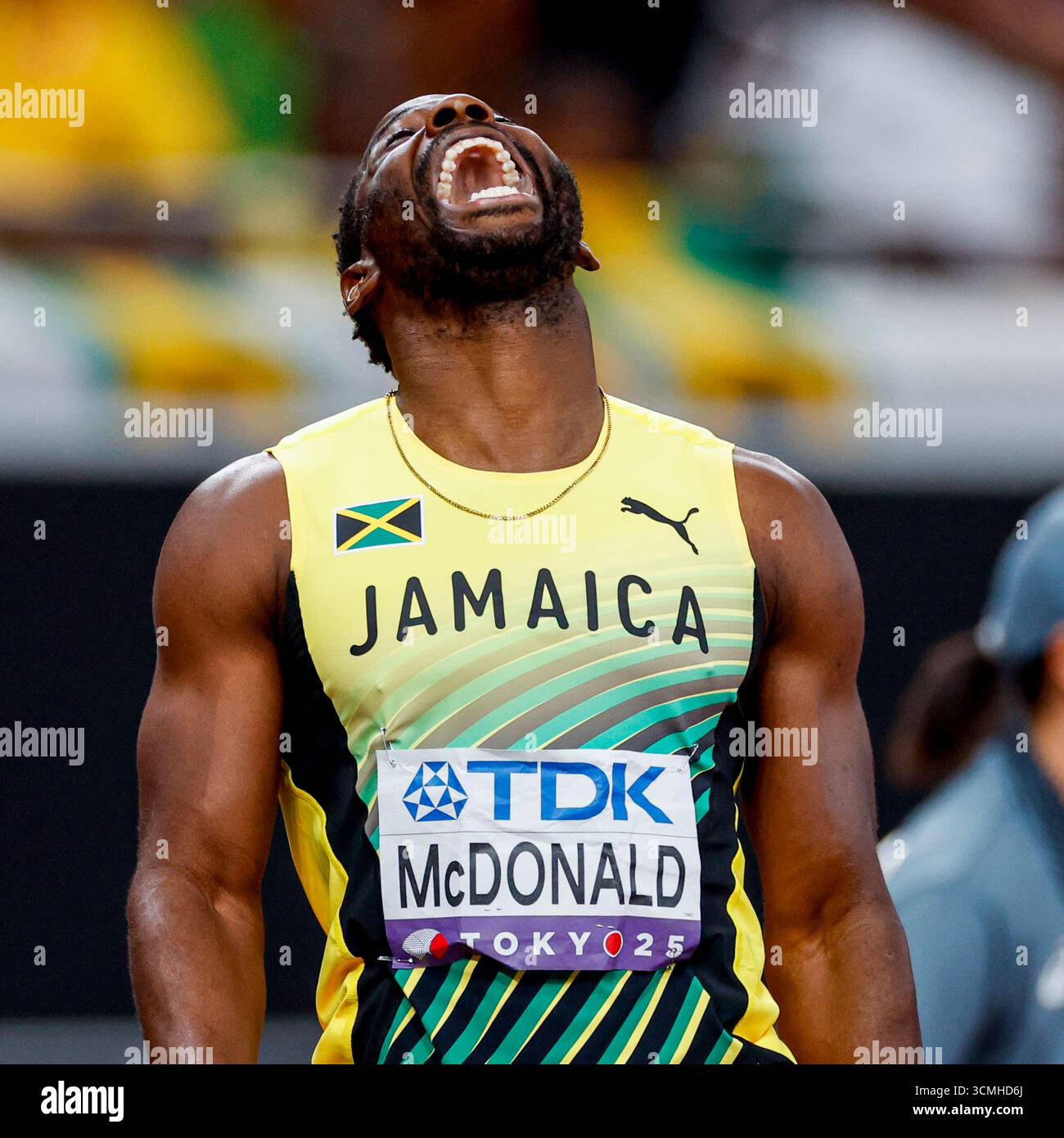 Rusheen Mcdonald of Jamaica looks dejected after competing in the Men's ...
