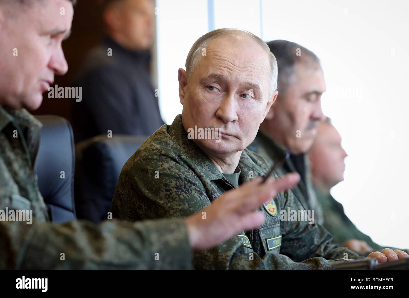 Russian President Vladimir Putin observes the Russian-Belarusian joint ...