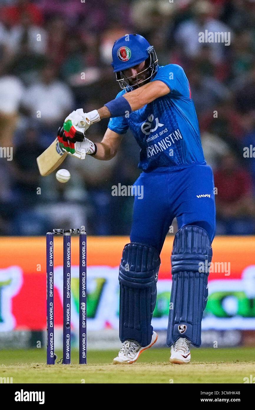Afghanistan's Rahmanullah Gurbaz plays a shot during the Asia Cup ...