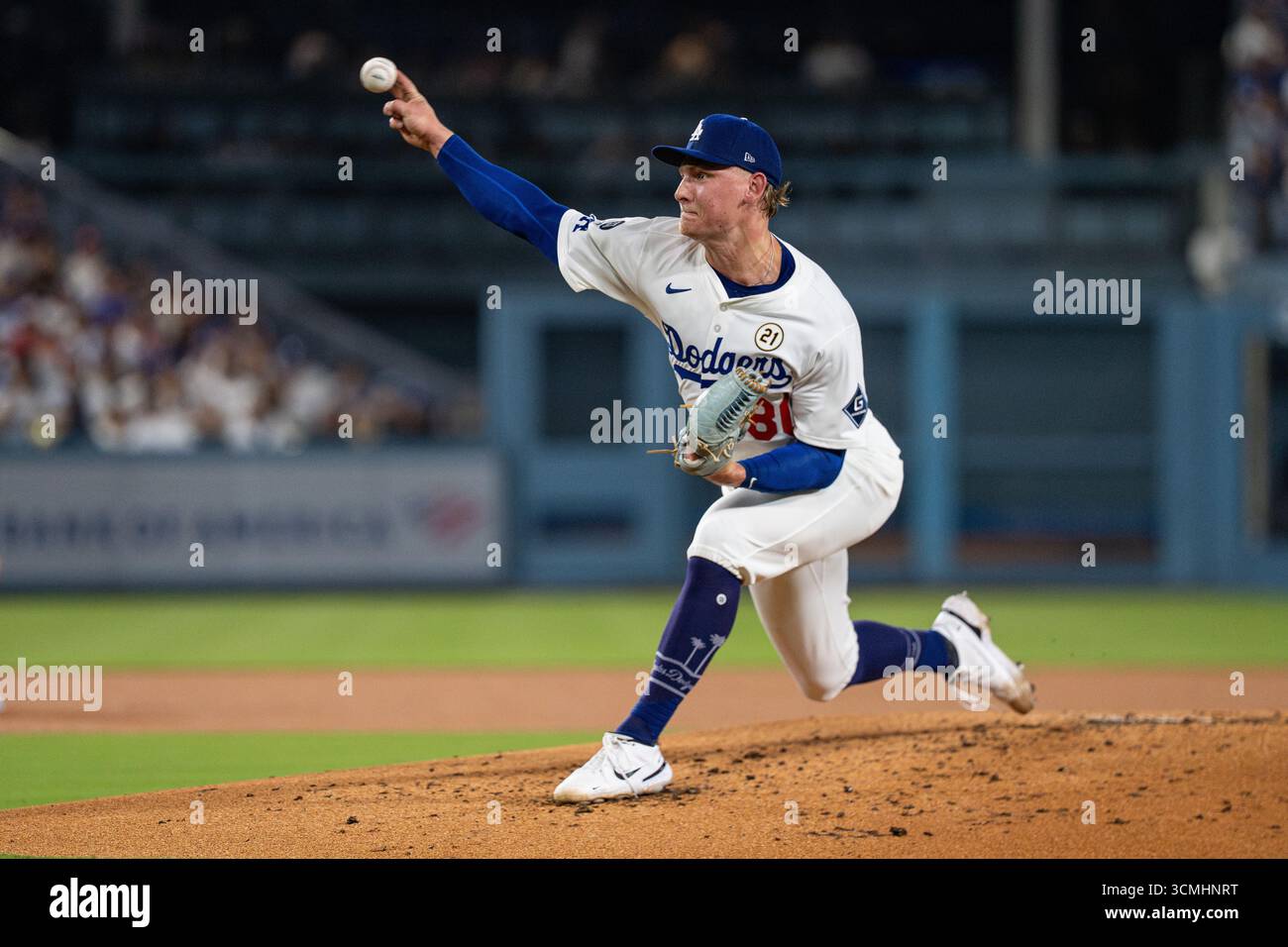 Los Angeles Dodgers pitcher Emmet Sheehan (80) throws during a MLB game ...