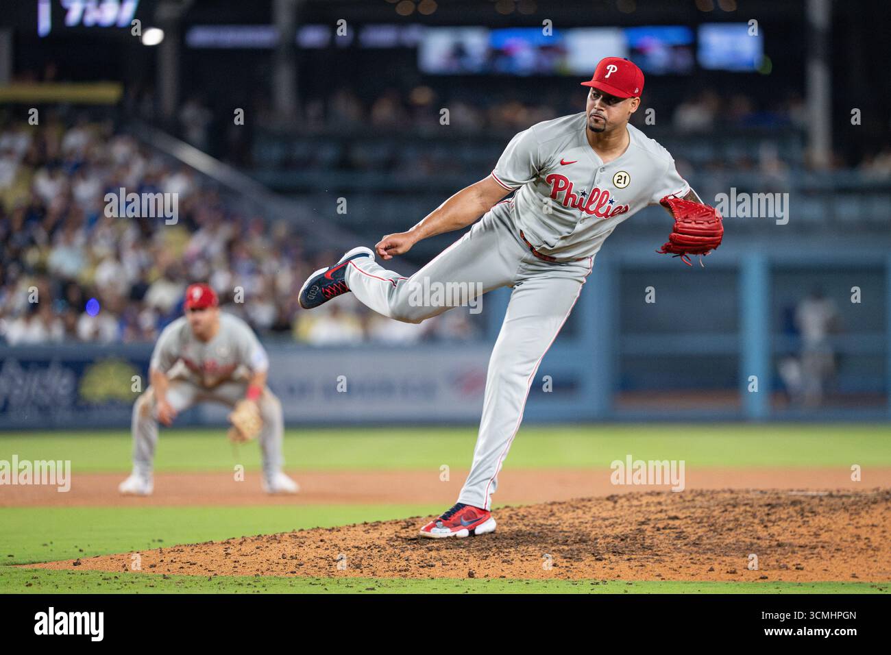 Philadelphia Phillies pitcher Jhoan Duran (59) throws during a MLB game ...