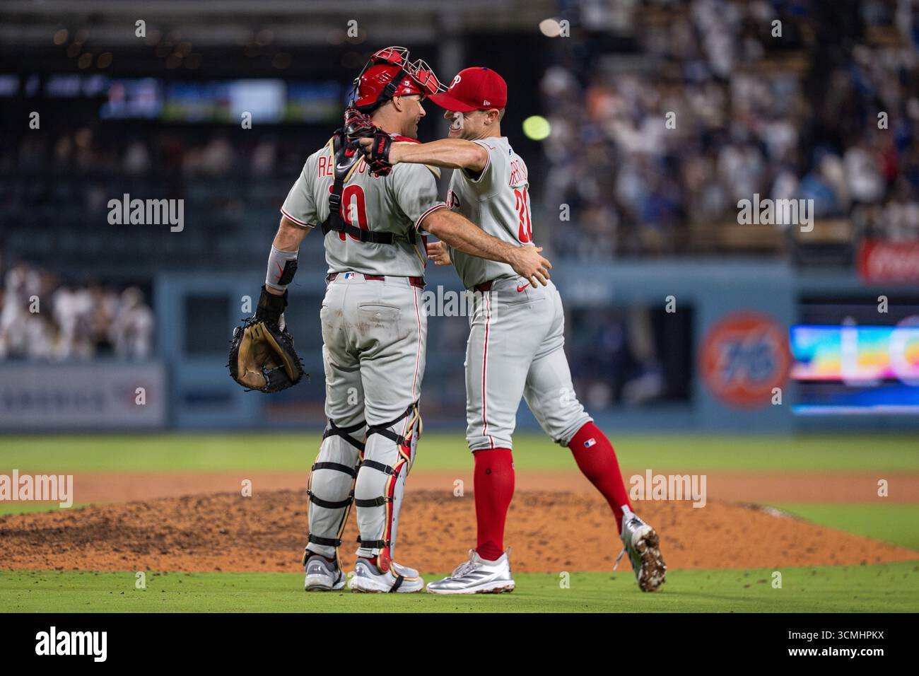 Philadelphia Phillies catcher J.T. Realmuto (10) celebrates victory ...