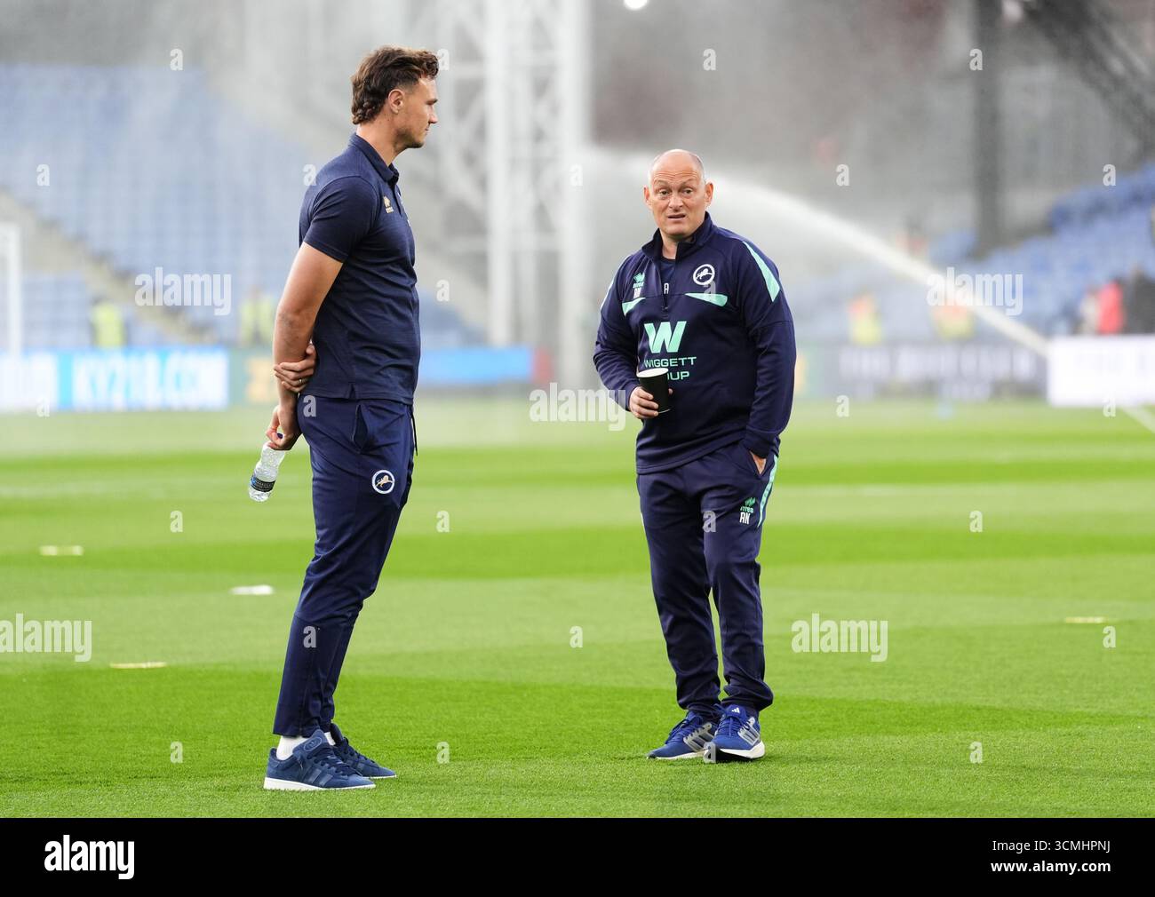 Millwall manager Alex Neil (right) with captain Jake Cooper before the ...
