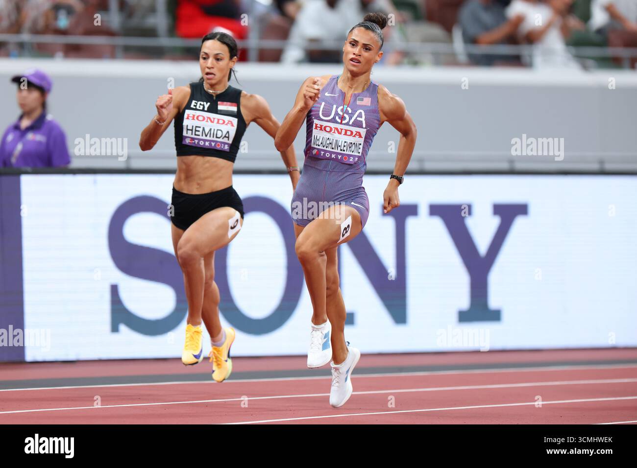 (L-R) Bassant HEMIDA (EGY), Sydney McLaughlin-Levrone (USA), SEPTEMBER ...