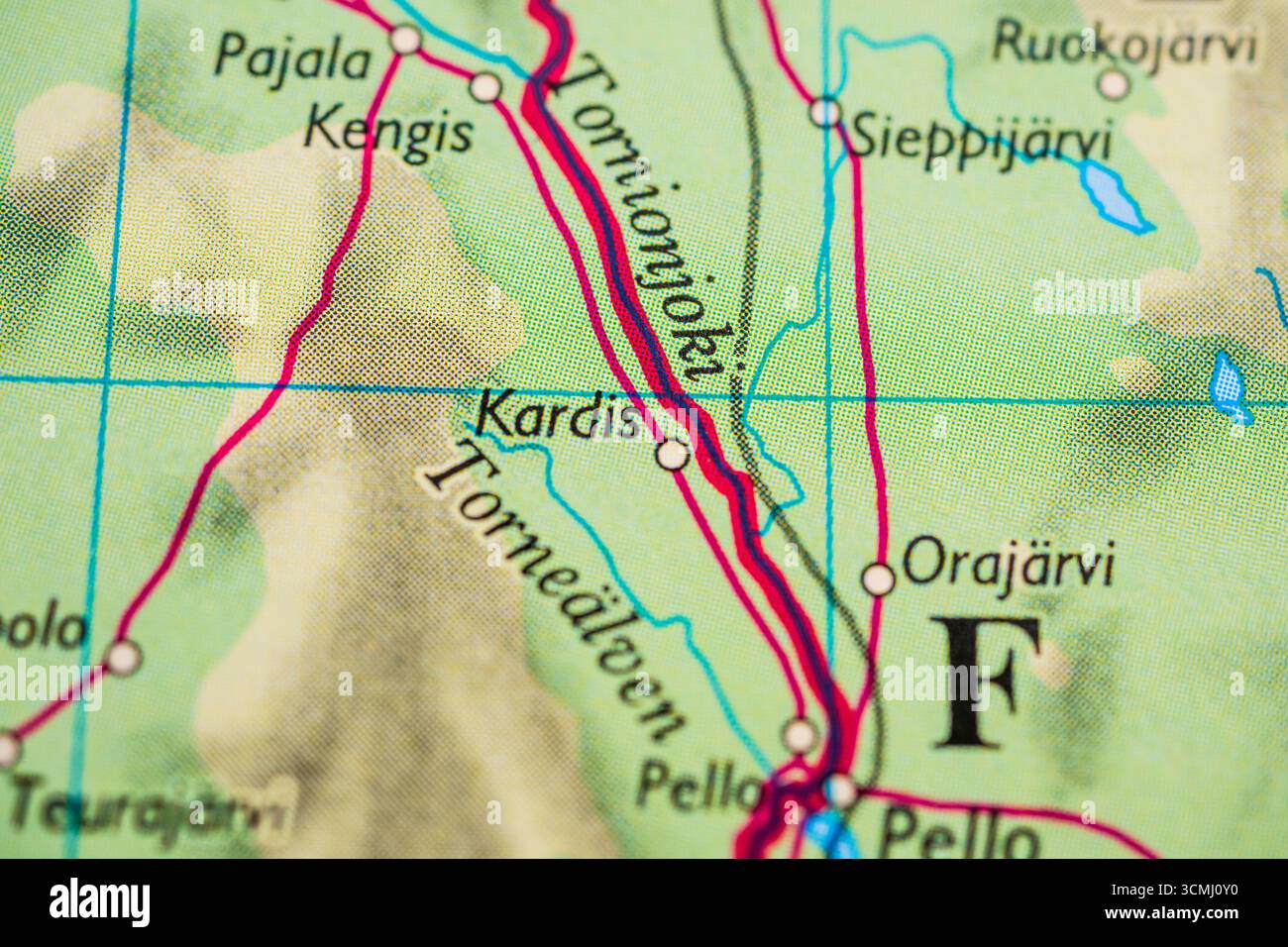 Map section of Tornio river Kardis Sweden Stock Photo - Alamy