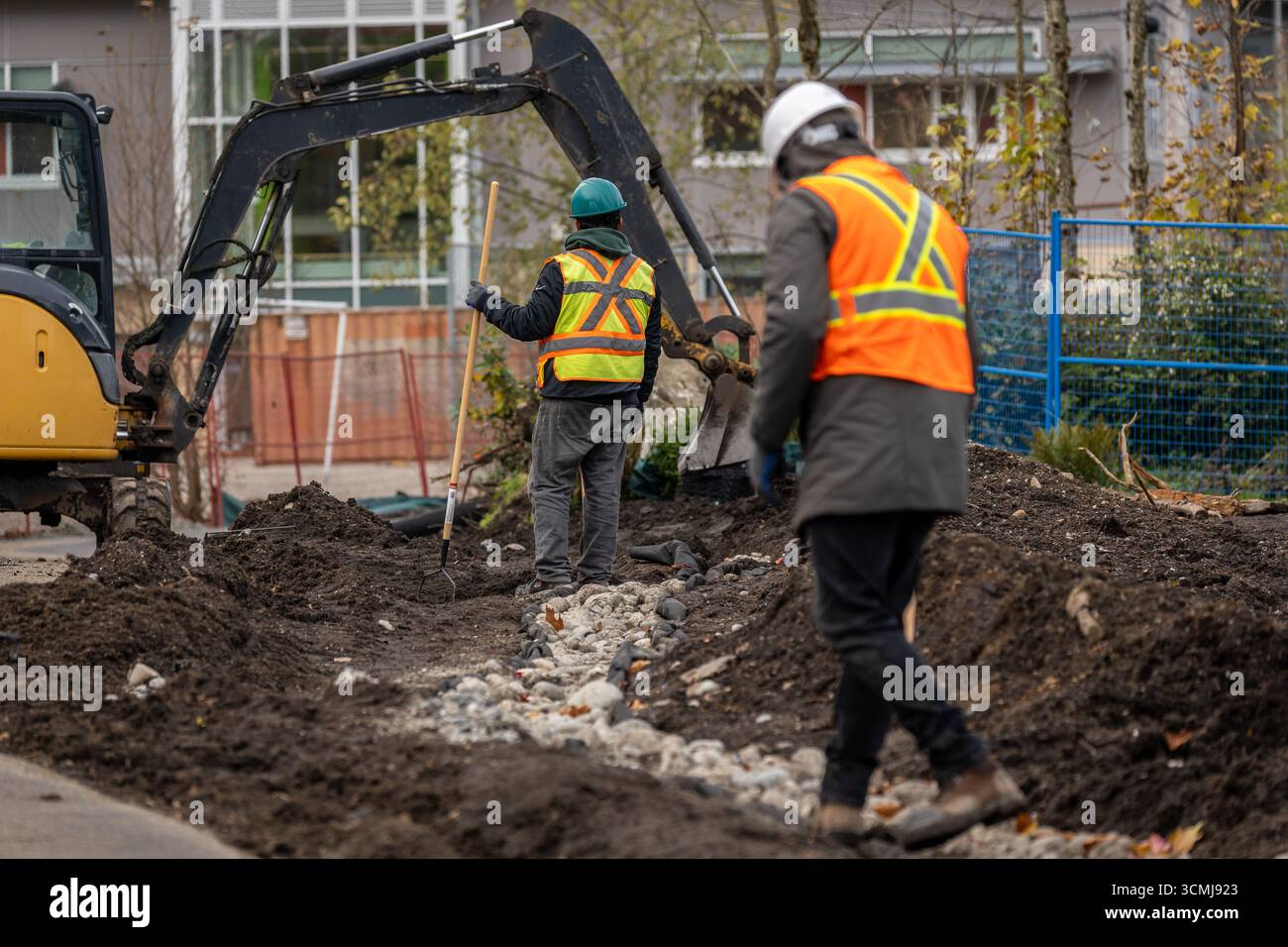 Photo of Landscaping Worker on a Construction Site Stock Photo - Alamy