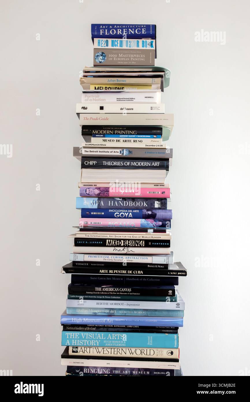 Miami Beach Florida,stack tall books,spine shelf art history reference ...
