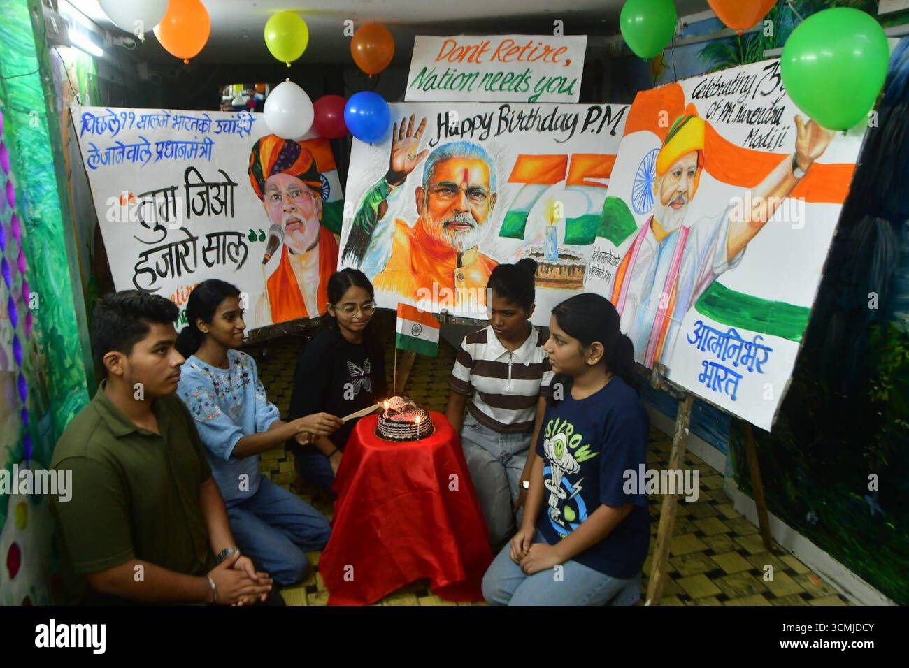MUMBAI, INDIA - SEPTEMBER 16: Children celebrate Prime Minister ...