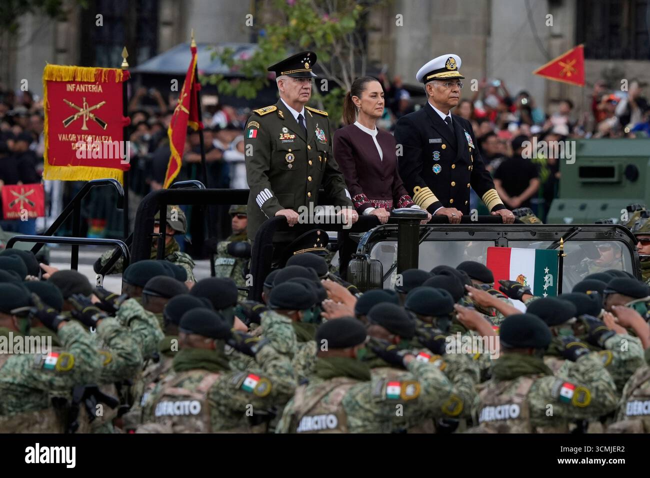 President Claudia Sheinbaum rides through the annual Independence Day ...
