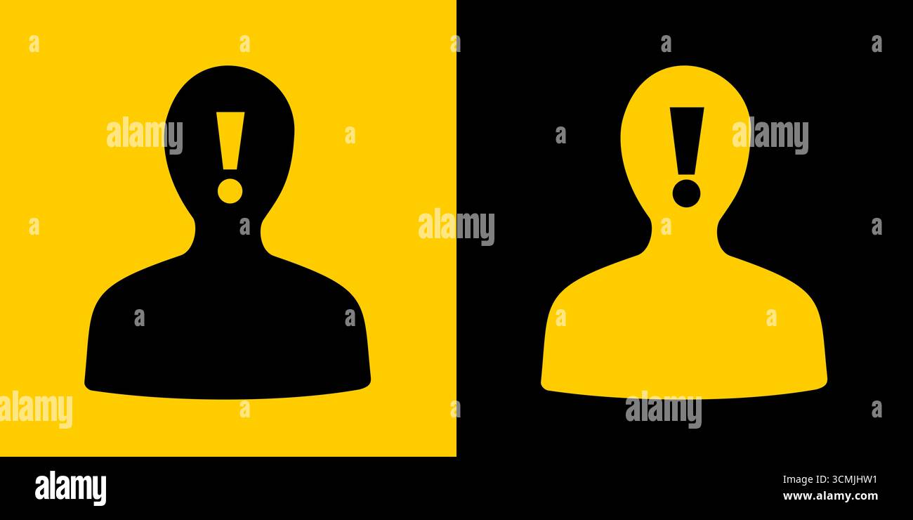Head with exclamation mark - Warning and caution about dangerous and ...