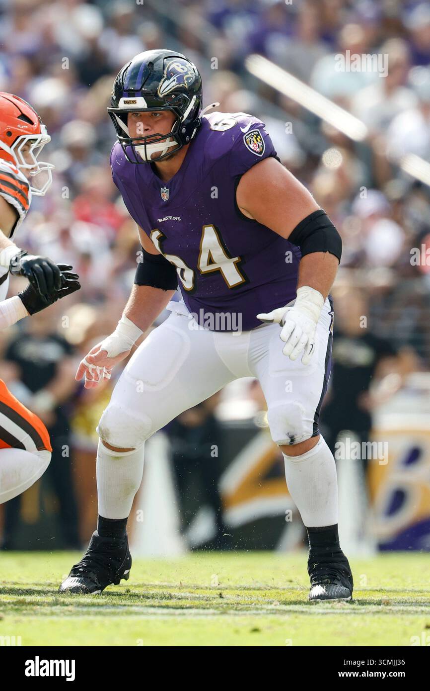 Baltimore Ravens center Tyler Linderbaum (64) in action during the ...