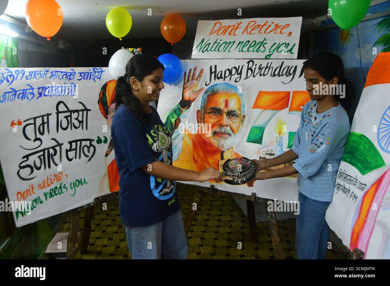 MUMBAI, INDIA - SEPTEMBER 16: Children celebrate Prime Minister ...