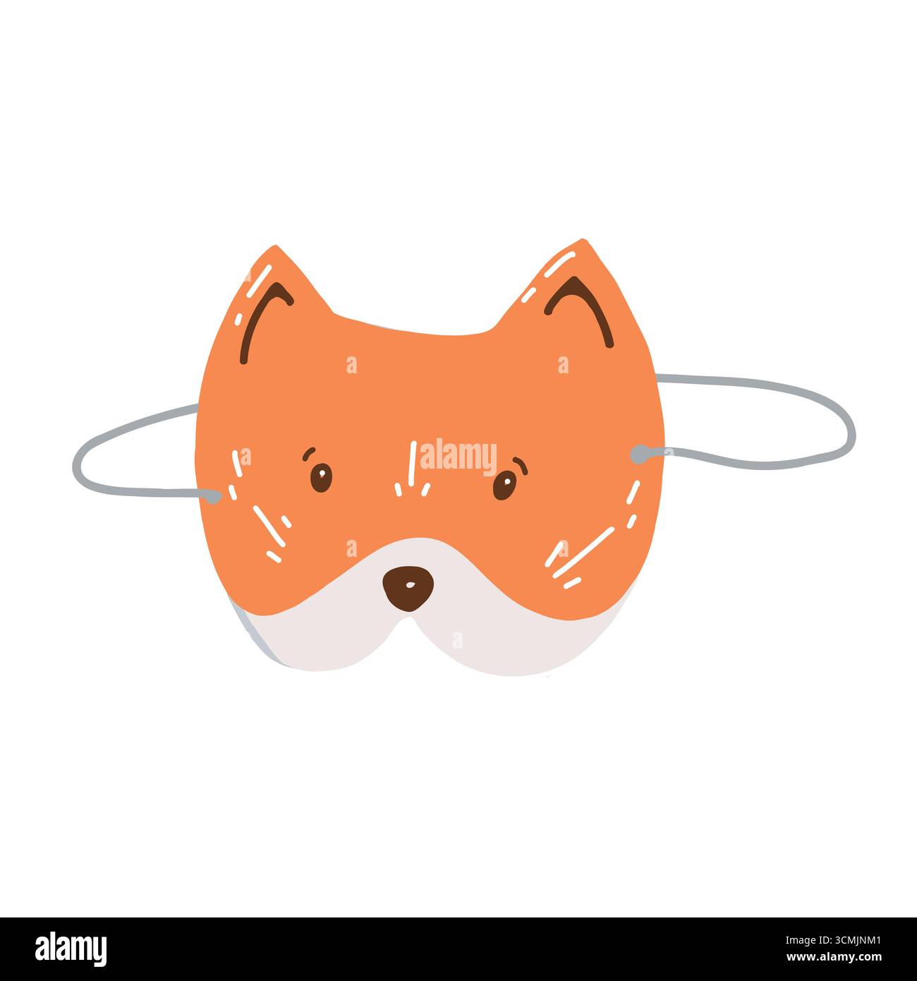 Red fox mask for kids carnival costume, cartoon flat vector ...