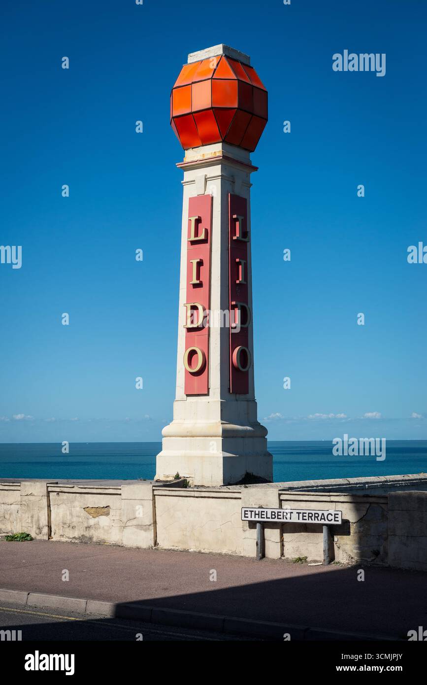 Vintage Lido Tower Sign on Cliftonville Margate Seafront Promenade ...