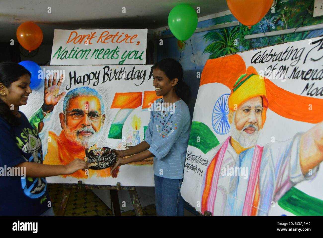MUMBAI, INDIA - SEPTEMBER 16: Children celebrate Prime Minister ...