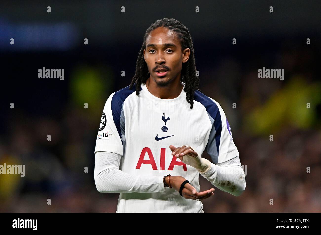 London UK 16th Sep 2025. Djed Spence (Spurs) during the Tottenham ...
