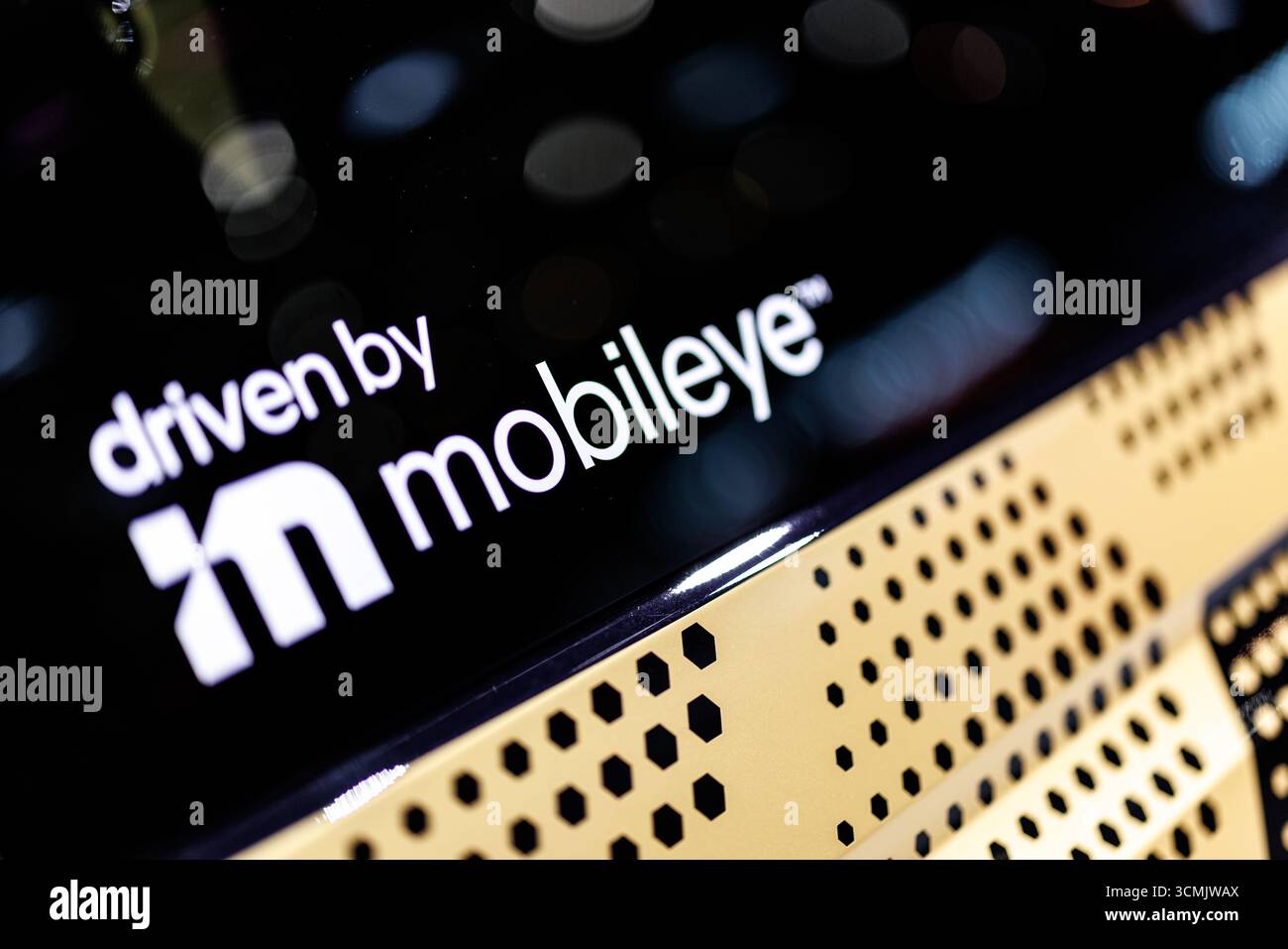 12 September 2025, Bavaria, Munich: The Mobileye brand logo and ...
