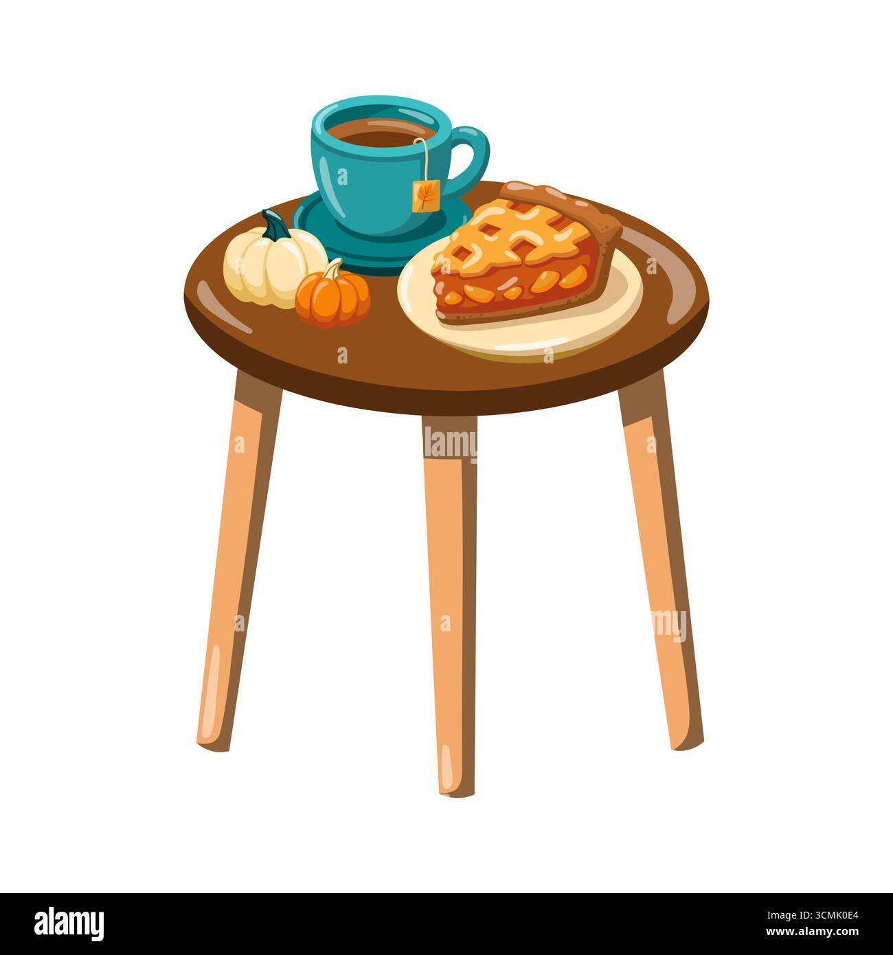 Pie tea on table Stock Vector Images - Alamy