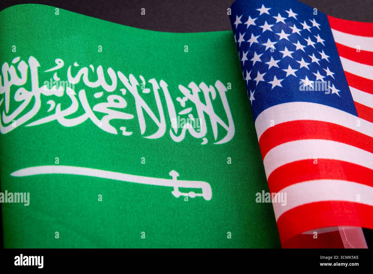 The national flag of Saudi Arabia together with the USA national flag ...