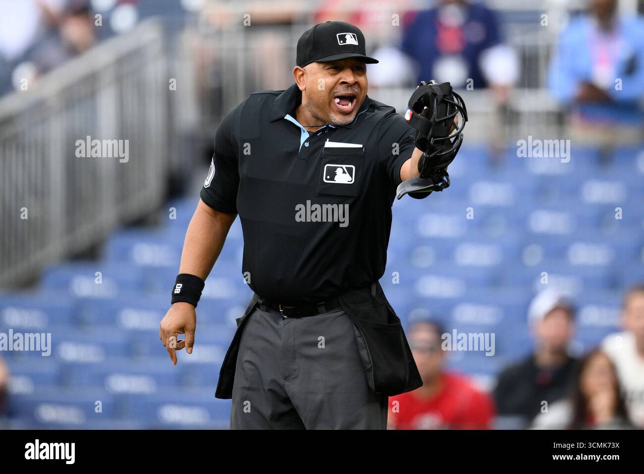 Home plate umpire Adrian Johnson in action during the first baseball ...