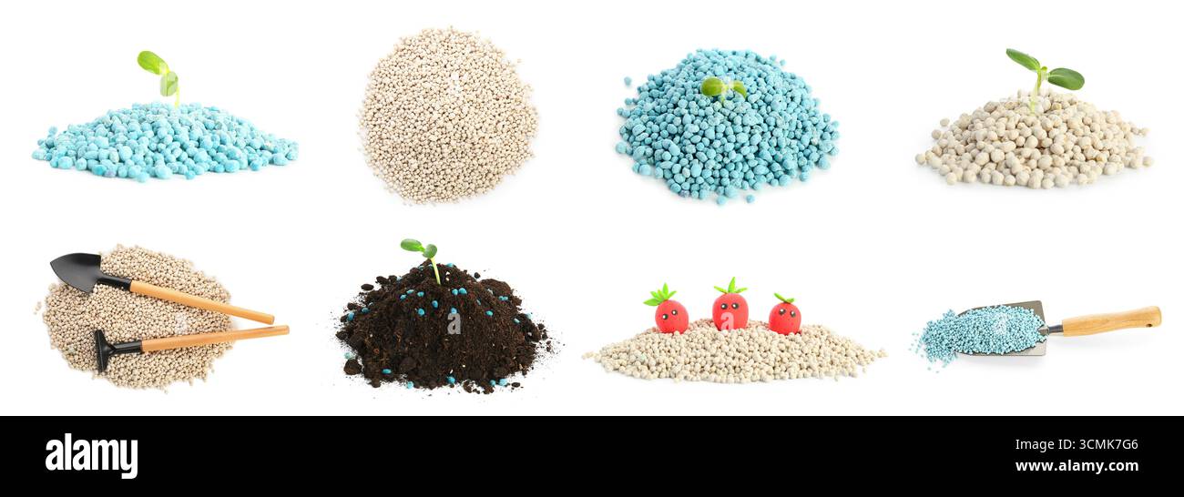Set of fertilizers on white background Stock Photo - Alamy