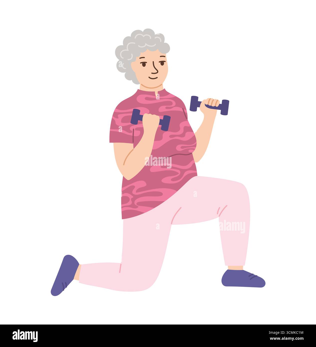 Elderly women doing sports exercises with dumbbells. Health exercise ...