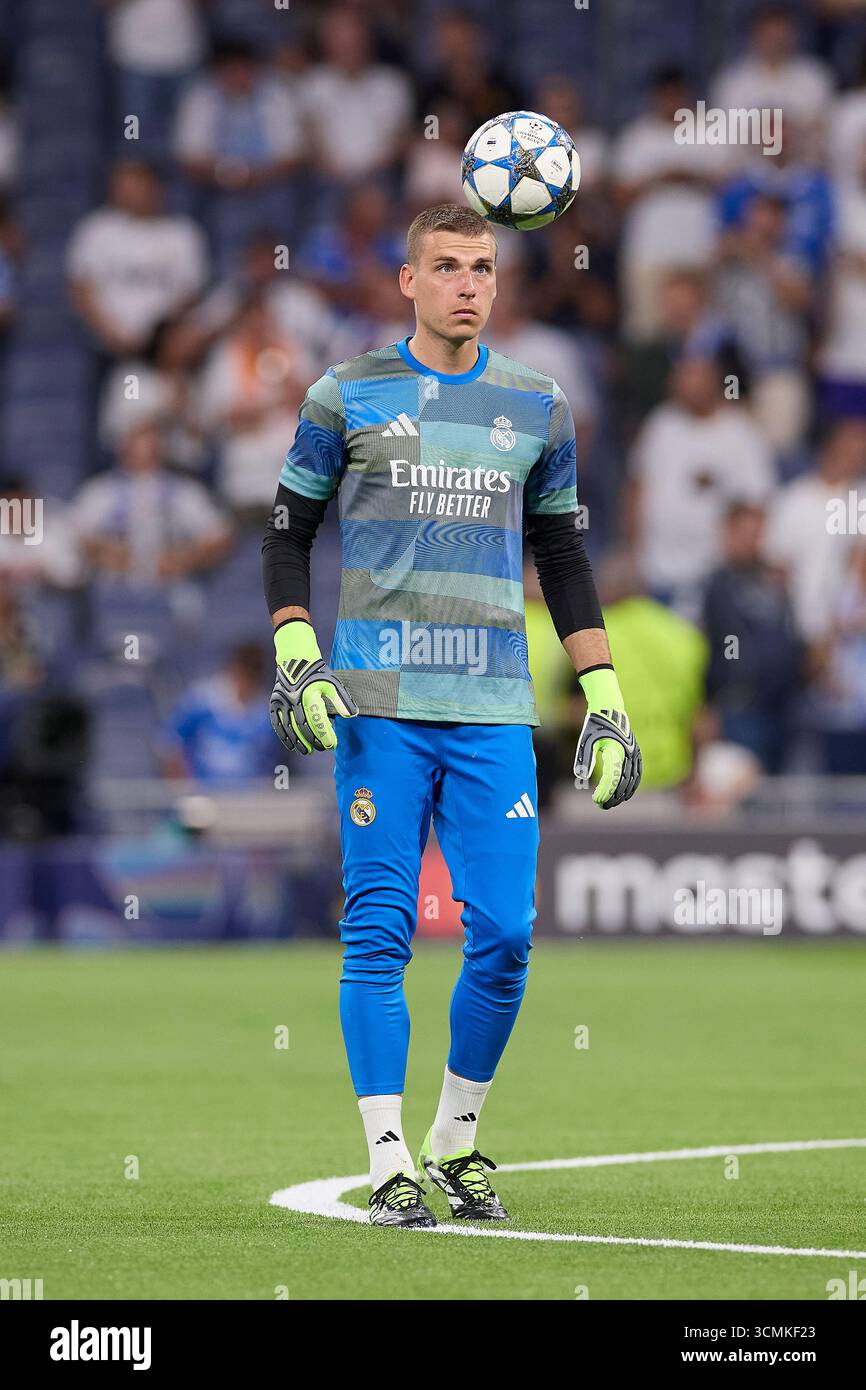 Andriy Lunin of Real Madrid CF is seen during the UEFA Champions League ...