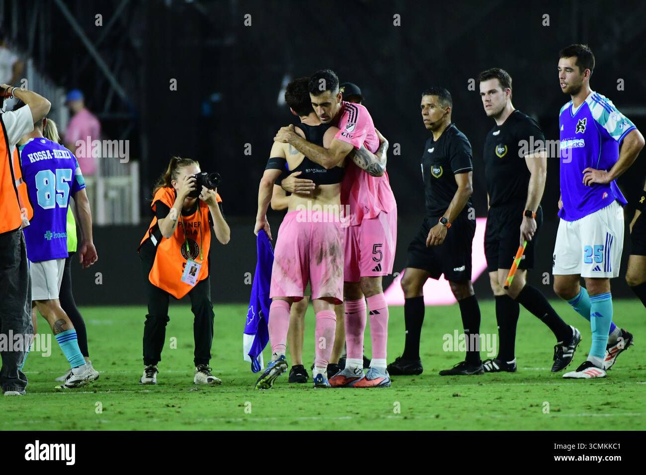 Inter Miami midfielder Sergio Busquets (5) hugs Inter Miami forward ...