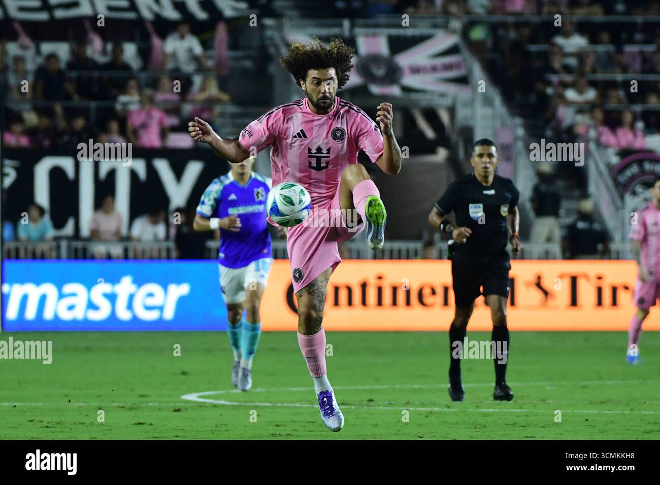 Inter Miami defender Maximiliano Falcón (37) controls a pass September 16, 2025 at Chase Stadium ...