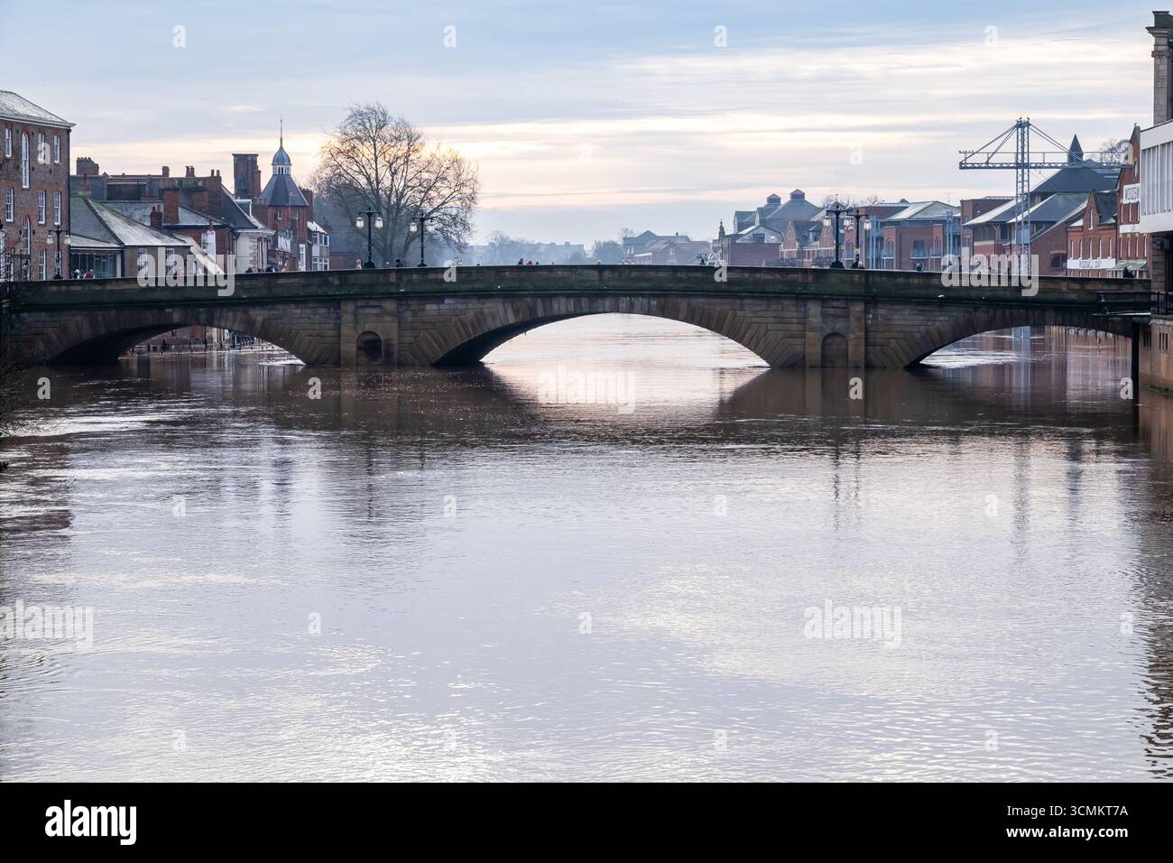 View of swollen River Ouse in York with high water levels beneath a ...