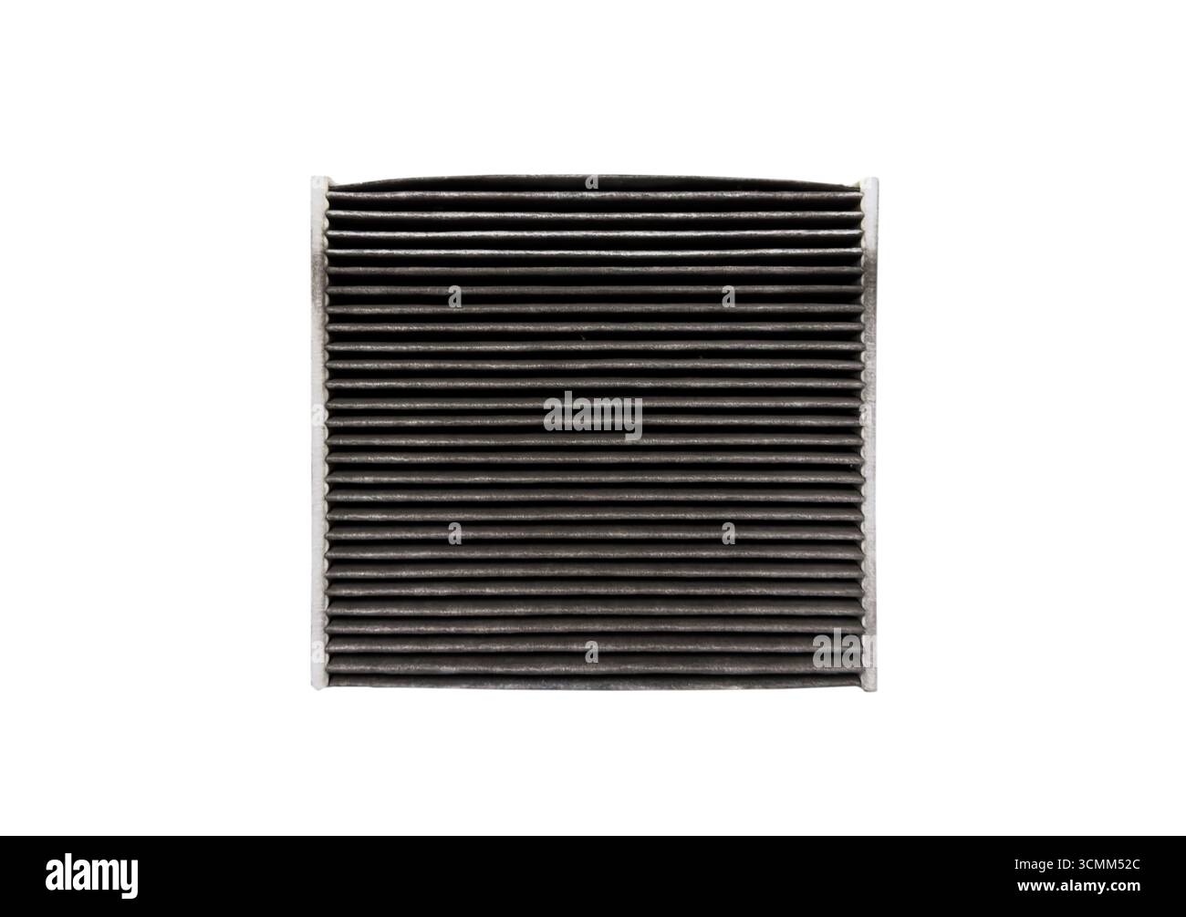 Used car cabin air filter isolated on white background. Dirty carbon ...