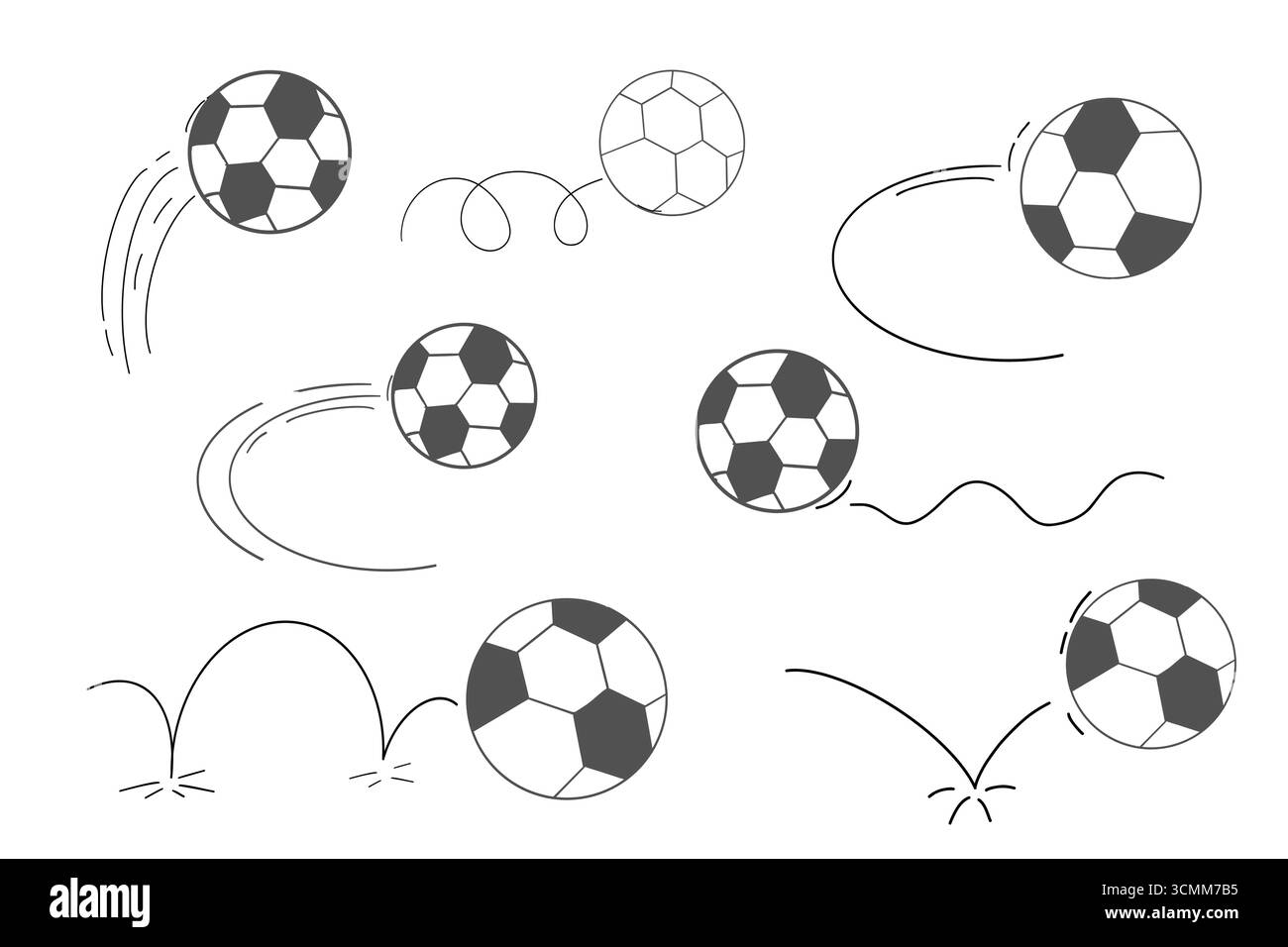 Bounced ball football comic manga effect, set doodle line hand drawn ...